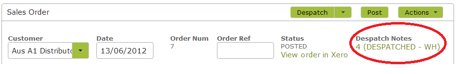 Vinsight Documentation | Despatching Sales Orders - Vinsight Documentation