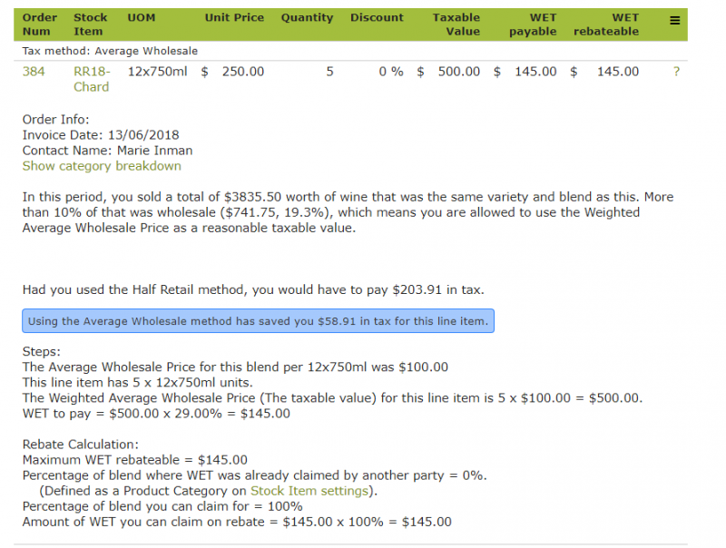 Vinsight Documentation | Calculating WET Tax with Vinsight - Vinsight Documentation
