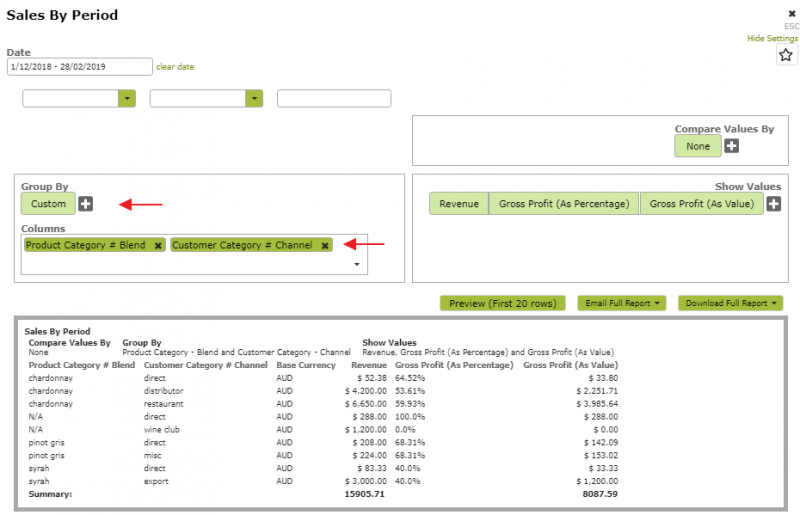 Vinsight Documentation | Sales Reporting Using Categories - Vinsight Documentation