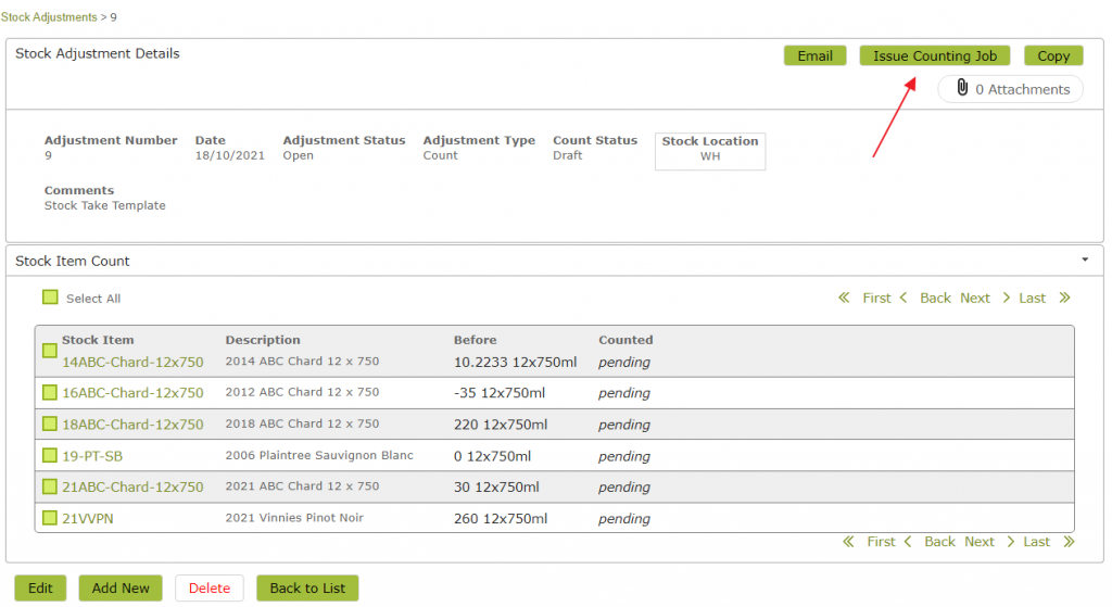 Vinsight Documentation | Stock Adjustments - Vinsight Documentation