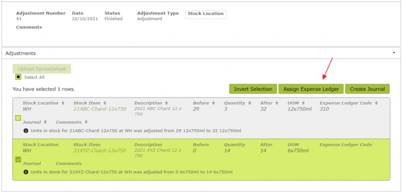 Vinsight Documentation | Stock Adjustments - Vinsight Documentation