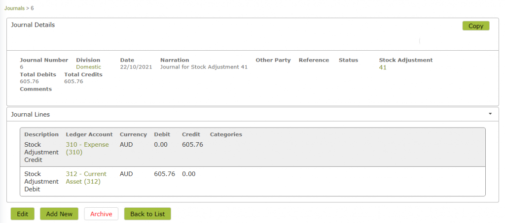 Vinsight Documentation | Stock Adjustments - Vinsight Documentation