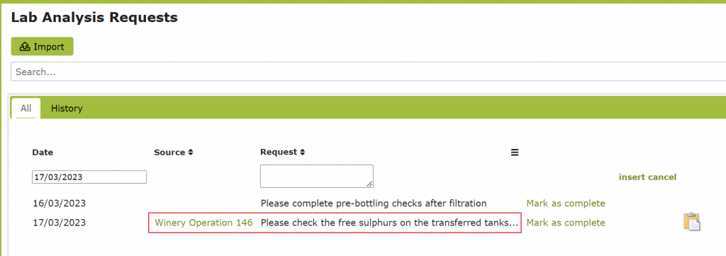 Vinsight Documentation | Analysis Requests - Vinsight Documentation